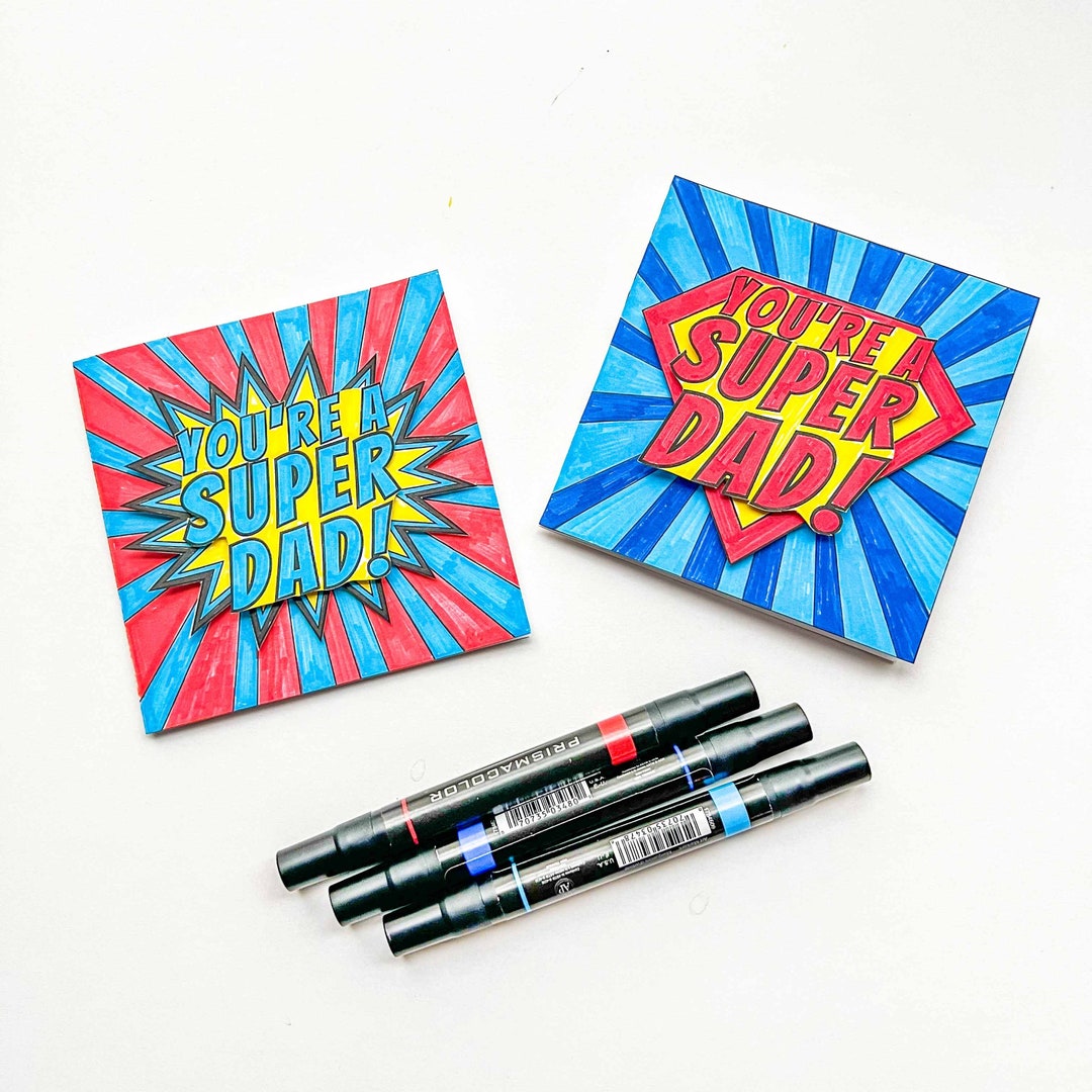 Printable Super Dad Coloring Card INSTANT DOWNLOAD Father's's Day ...