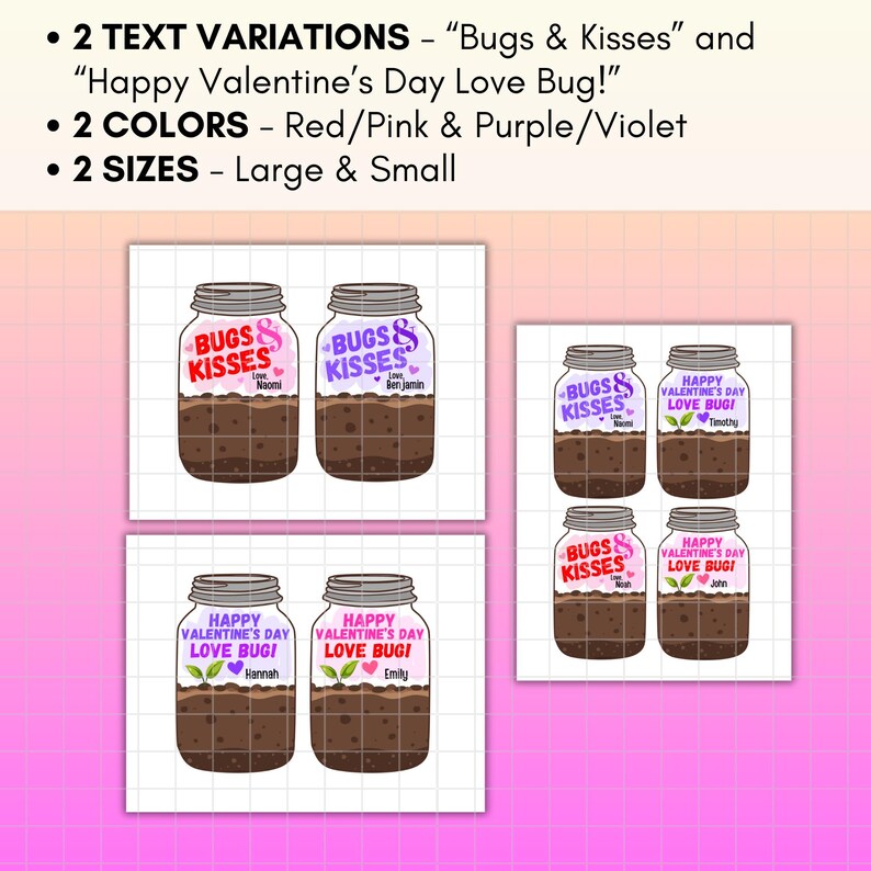 PRINTABLE Love Bug, Bugs and Kisses Classroom Valentines. Gummy Worm ...