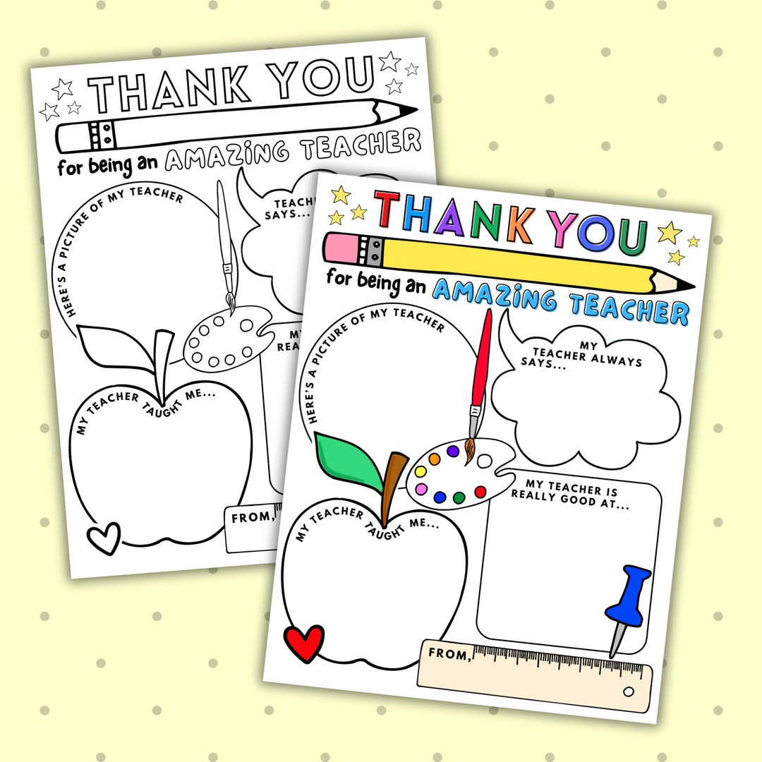 Teacher Appreciation Printable Gift Appreciation Week Thank You Card ...