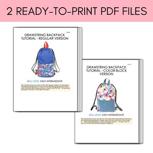 Drawstring Backpack With Zipper Pocket PDF Sewing Pattern | 2 Sizes - Etsy