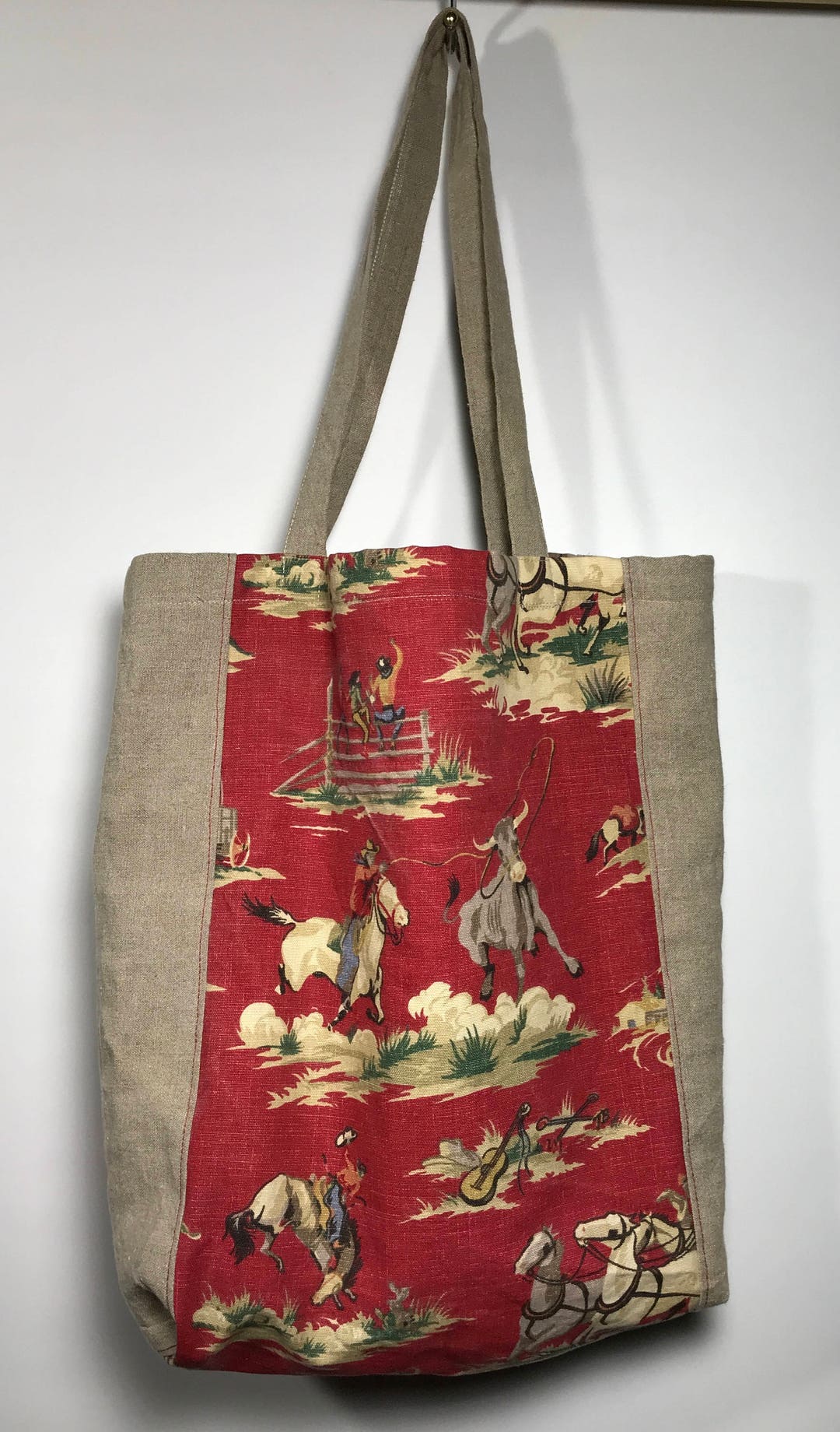 Retro Cowboy Tote Bag - Red - Etsy