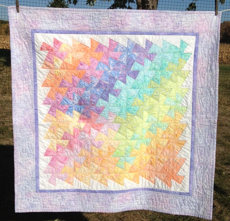 Rainbow Windmills Baby Quilt - Etsy