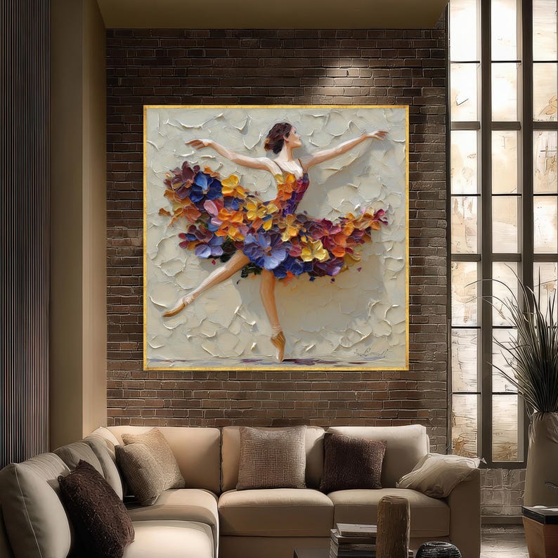 Floral Ballerina Wall Art, Abstract Ballet Dancer Canvas Print ...