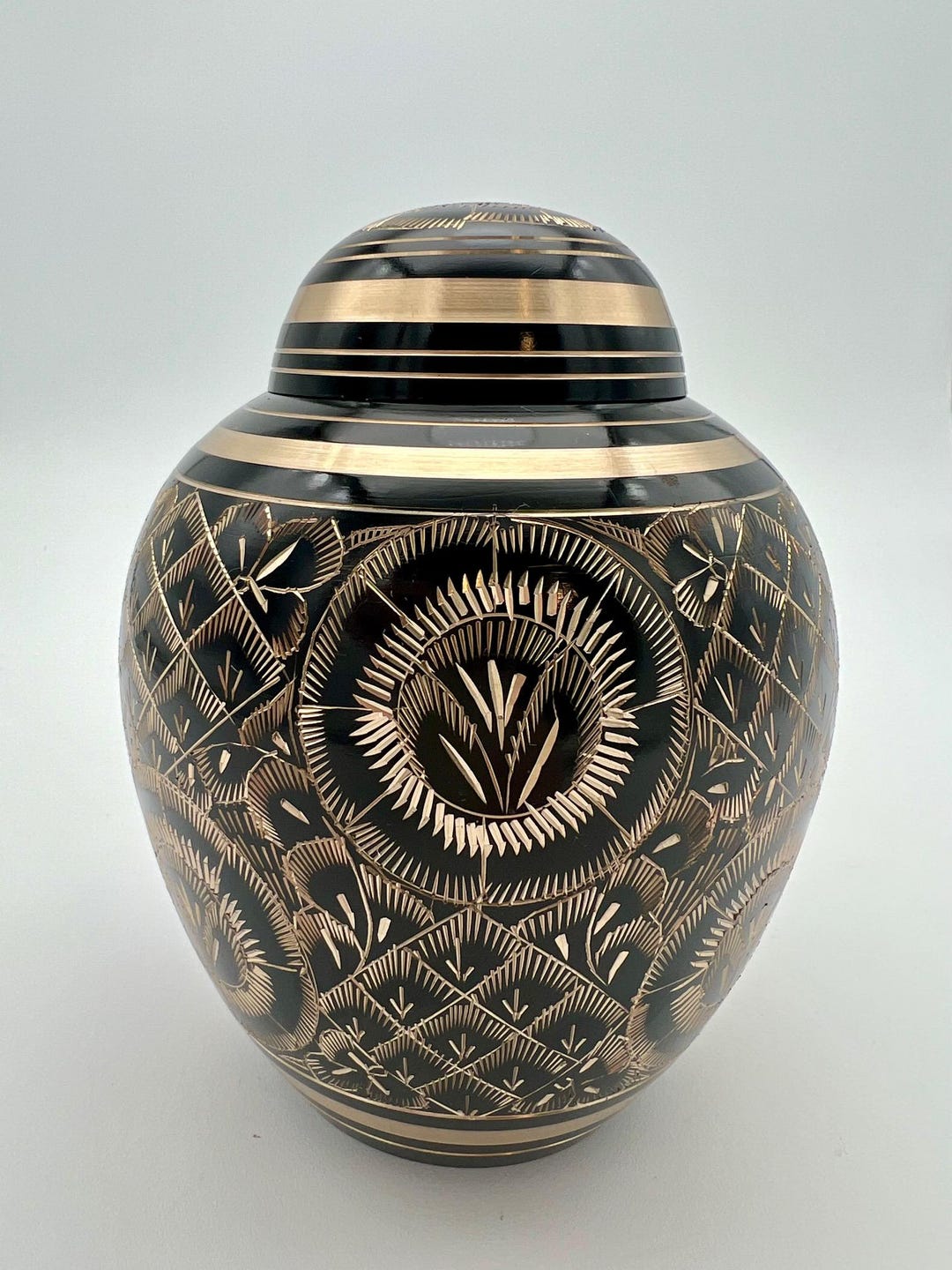 RADIANCE BRASS URN, Solid Brass, Hand Etched, 5.3" H, India! Keepsake ...
