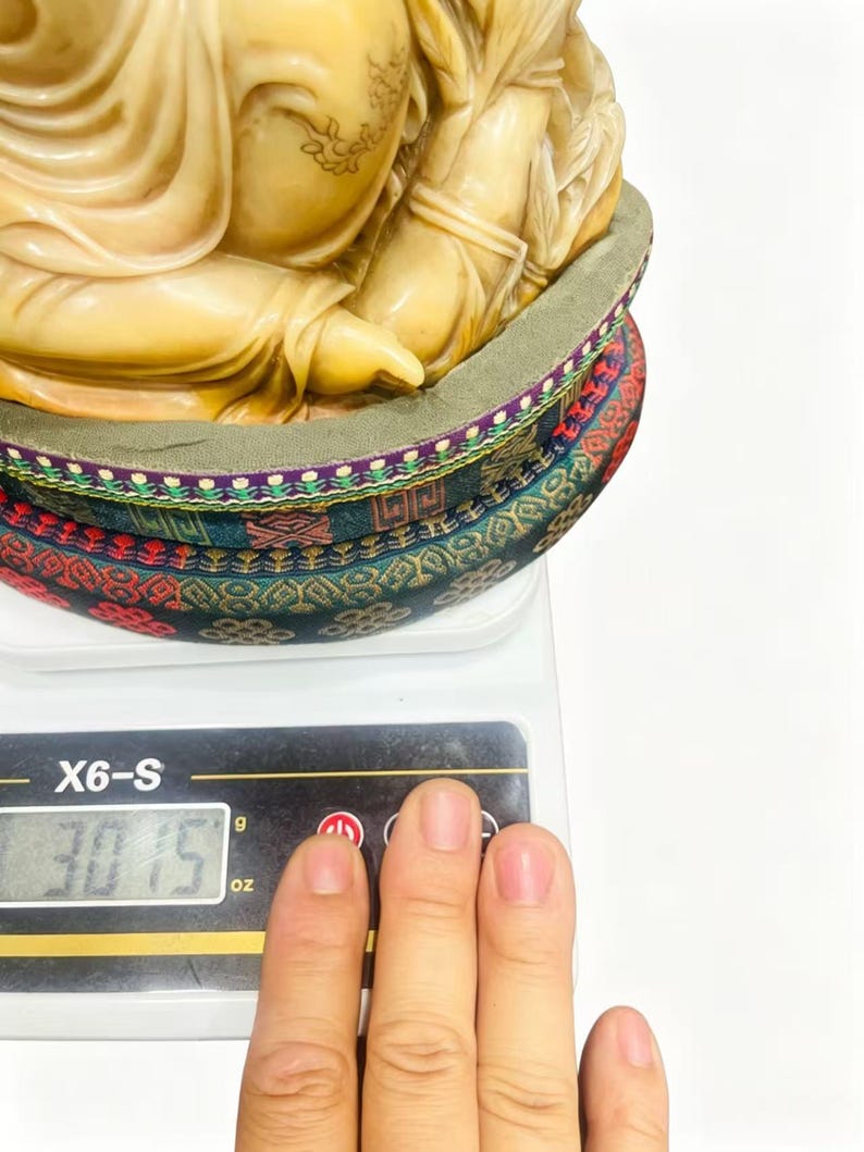 Vintage Shoushan Stone Dragon Guanyin Statue, Chinese Carved ...