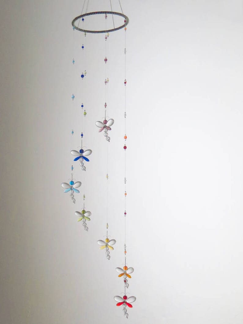 Rainbow Dragonfly Mobile Nursery Idea Baby Boy Mobile Swarovski Crystal ...