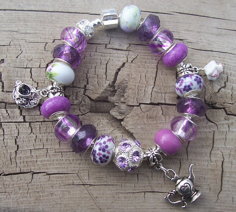 Purple European Charm Bracelet - Etsy