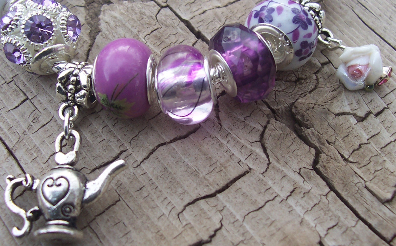 Purple European Charm Bracelet - Etsy