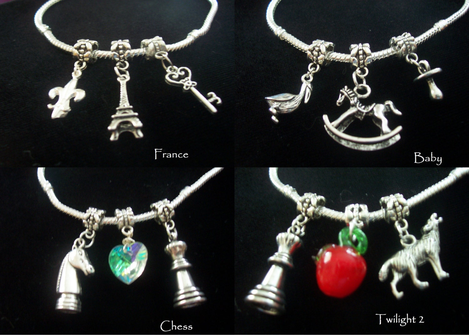 Purple European Charm Bracelet - Etsy