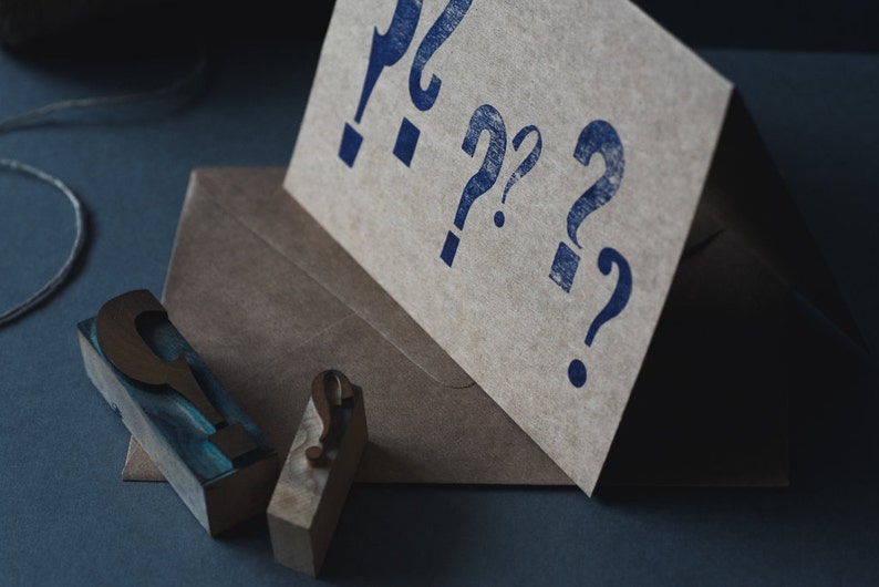 Question Mark - Letterpress Card / Blank Card / Question / Doubt ...