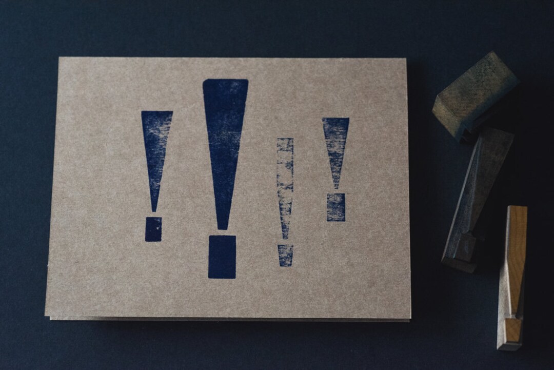 Exclamation - Letterpress Card / Blank Card / Excitement / Joy ...