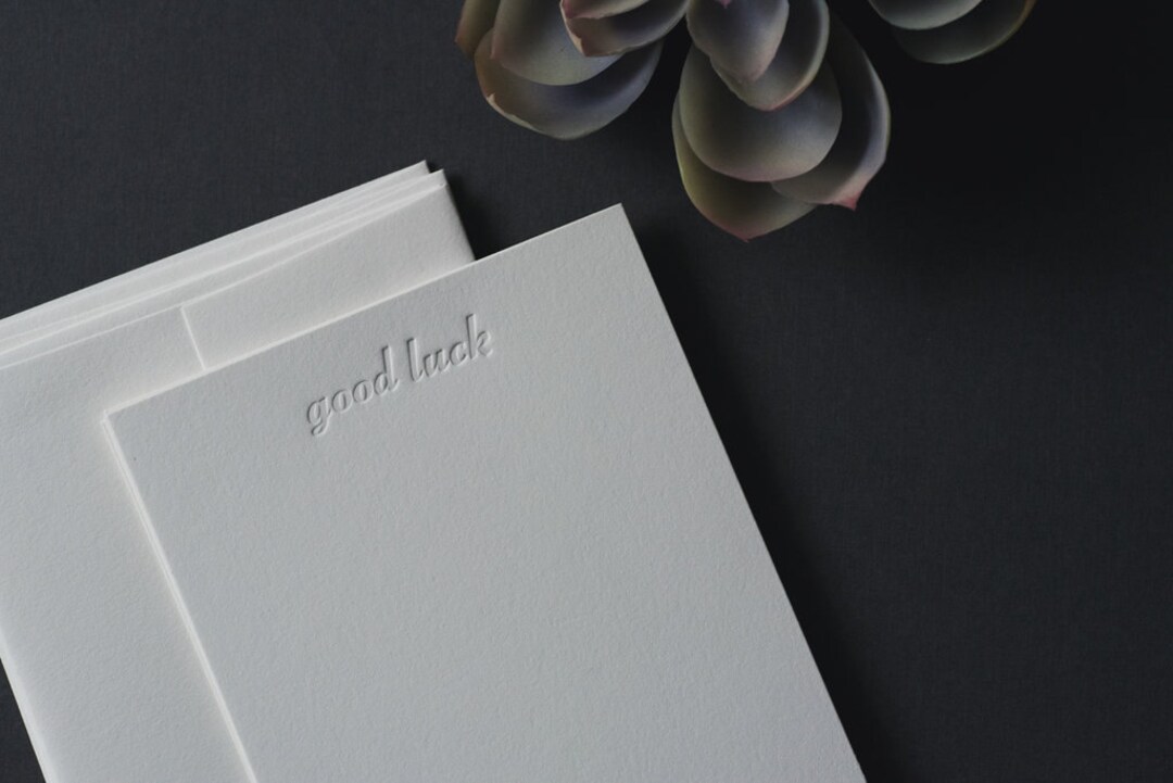 Set of Four Letterpress Flat Cards {good Luck} / Stationery Sets ...