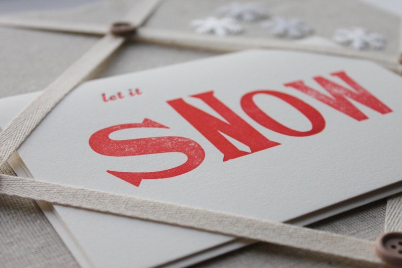 Let It Snow - Letterpress Christmas Card / Merry Christmas / Happy ...