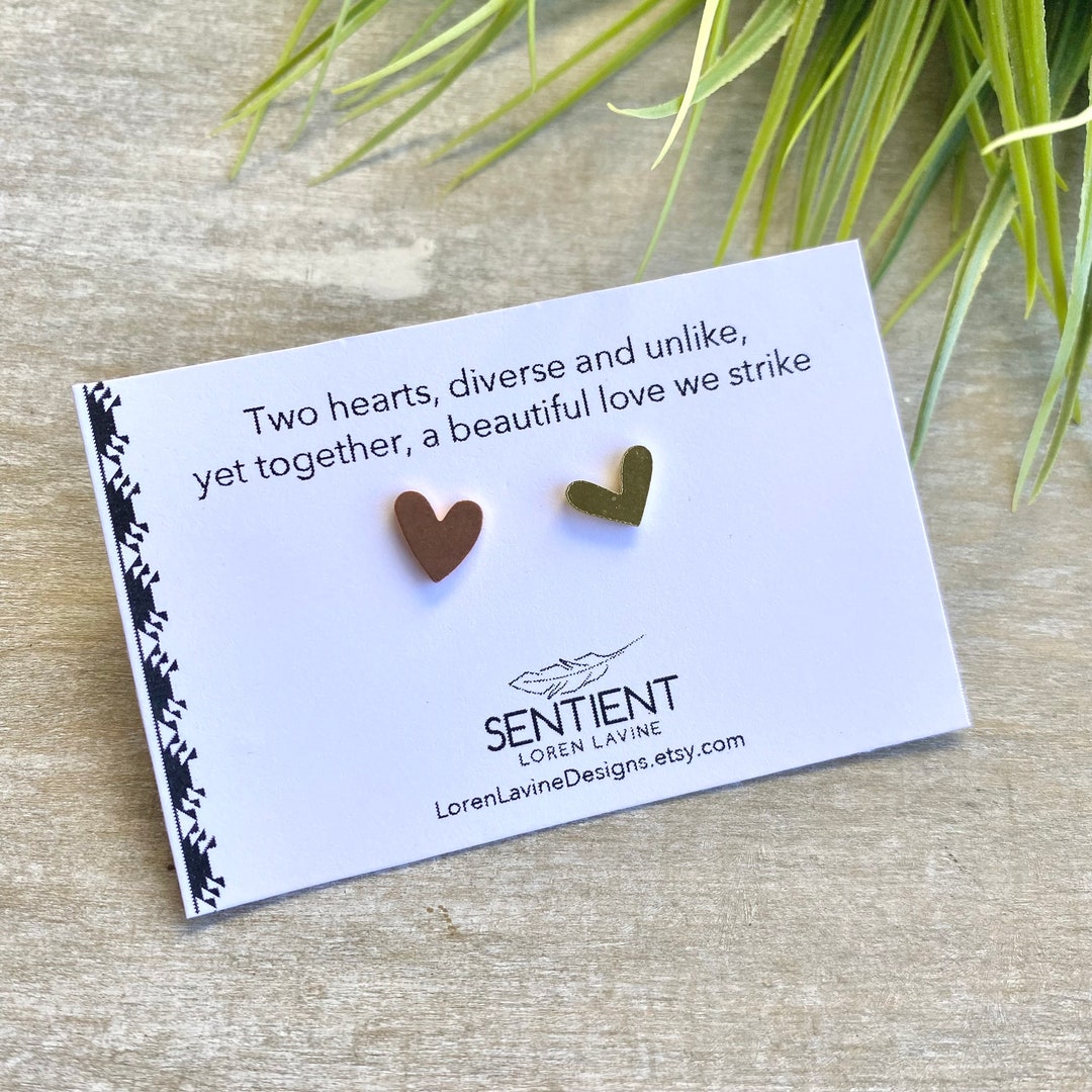 Mismatched Heart Earring Boxed Gift for Girlfriend Love Poem Jewelry ...