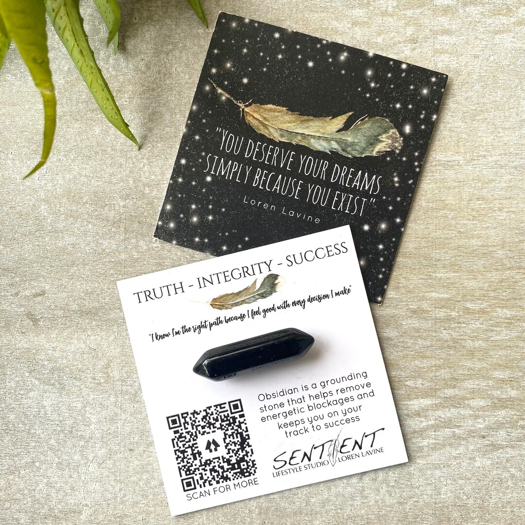 Obsidian Positive Affirmation Card: Stone of Truth, Integrity & Success ...