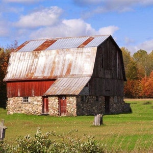 Michigan Barn Giclee Print: Rustic Stone Barn, Fall Landscape 18x24 - Etsy