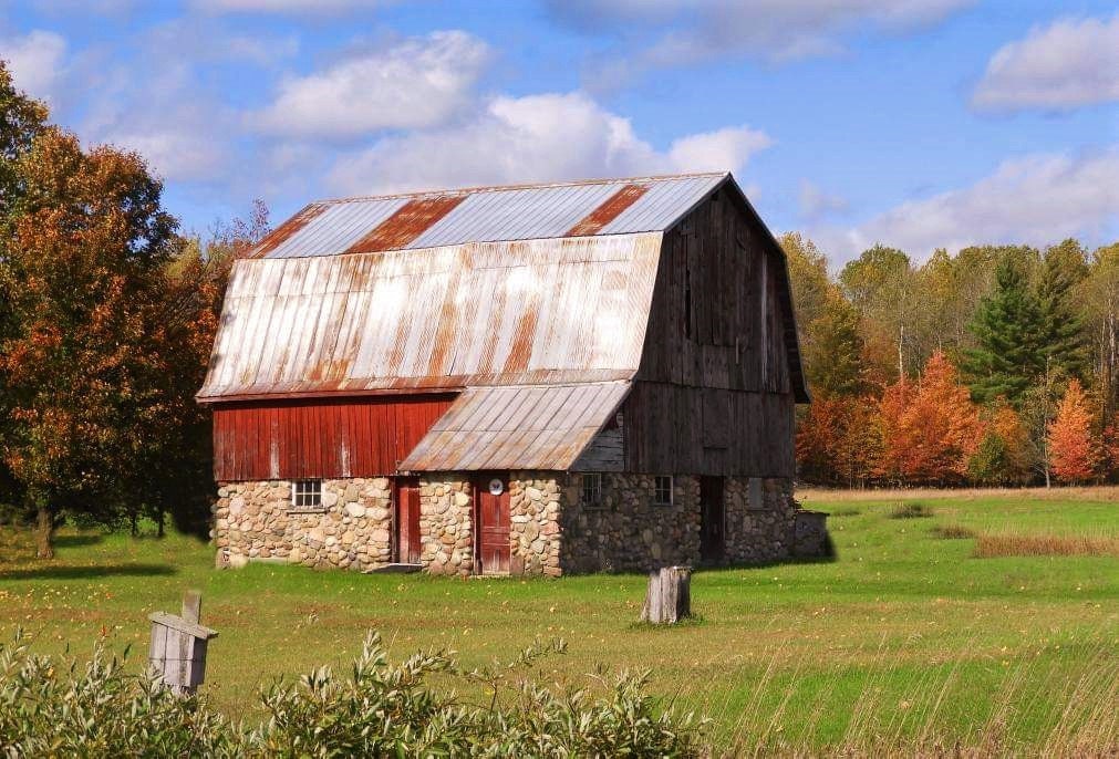 Michigan Barn Giclee Print: Rustic Stone Barn, Fall Landscape 18x24 - Etsy