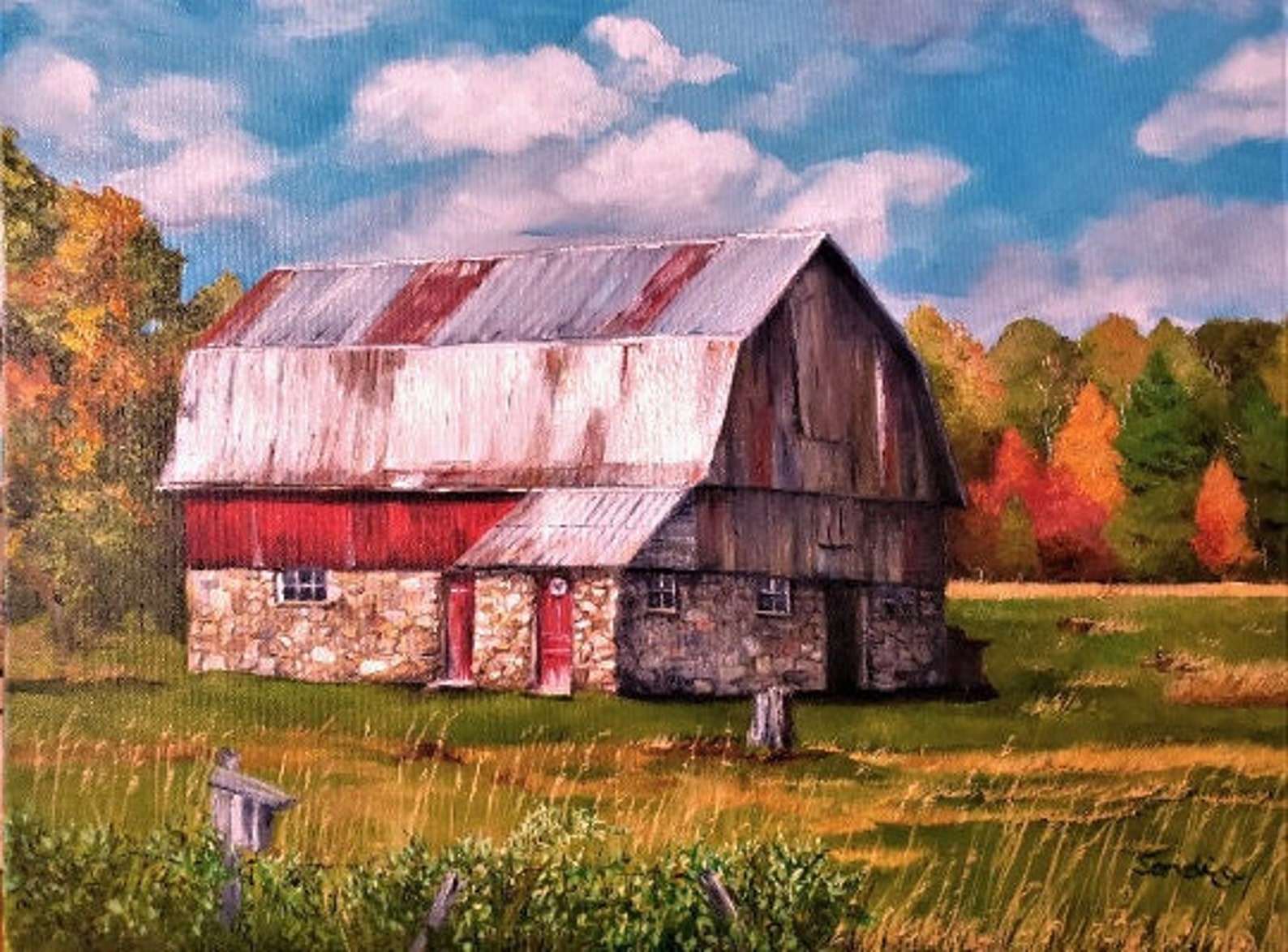 Michigan Barn Giclee Print: Rustic Stone Barn, Fall Landscape 18x24 - Etsy