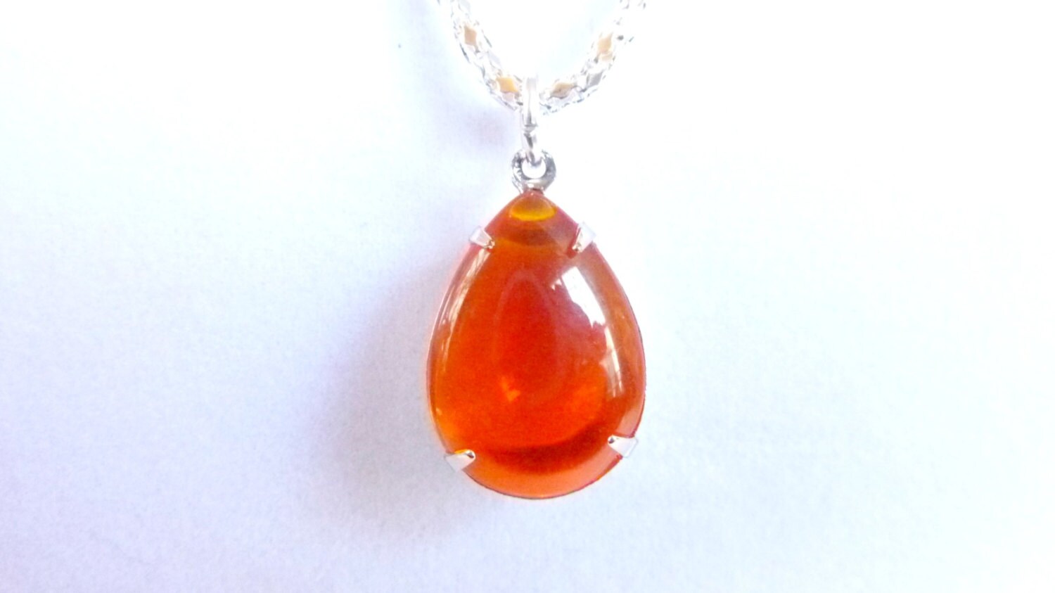 Orange Necklace Hyacinth Orange Pendant Crystal Drop | Etsy