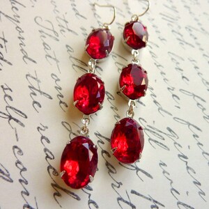 Red Earrings Ruby Red Rhinestone Vintage Estate Style Wedding Bridal ...