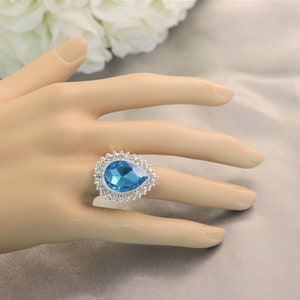 Aqua Blue Ring Something Blue Adjustable Ring March Birthstone - Etsy