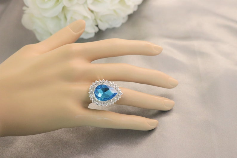 Aqua Blue Ring Something Blue Adjustable Ring March Birthstone - Etsy