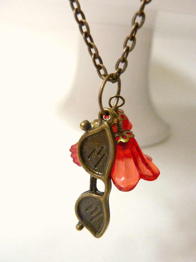 Sunglasses Necklace Spectacles Charm Pendant Vintage Chain Red - Etsy