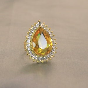 Topaz Ring Yellow Adjustable Ring November Birthstone Ring CZ ...