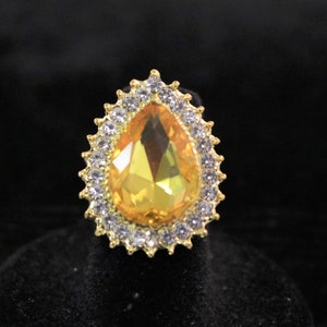 Topaz Ring Yellow Adjustable Ring November Birthstone Ring CZ ...