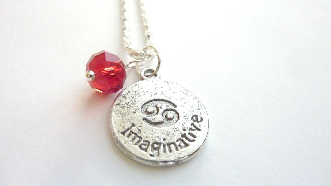 CANCER Necklace July Ruby Red Birthstone Zodiac Jewelry Ruby - Etsy