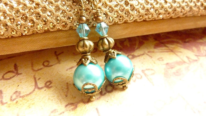 Aqua Blue Necklace Turquoise Blue Pearl Drops Bridesmaids - Etsy