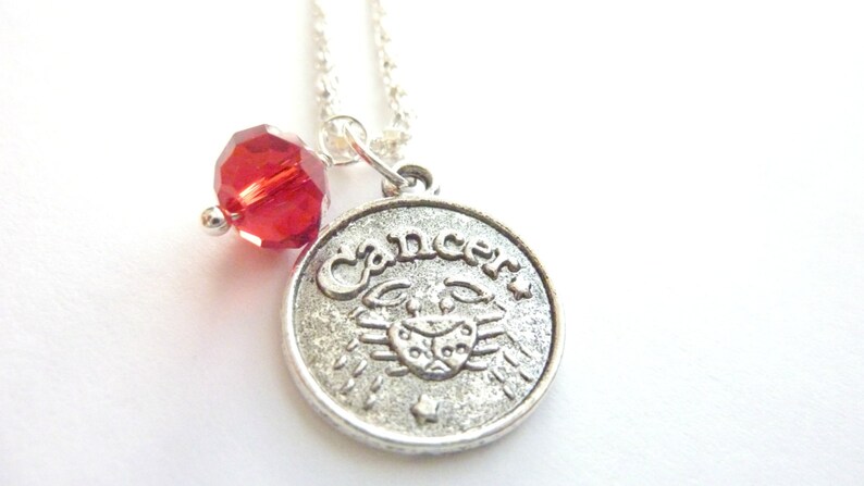 CANCER Necklace July Ruby Red birthstone Zodiac jewelry Ruby | Etsy