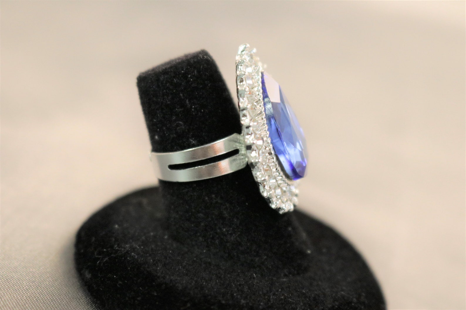 Navy Blue Ring Blue Adjustable Ring Navy Blue Ring CZ Dark - Etsy