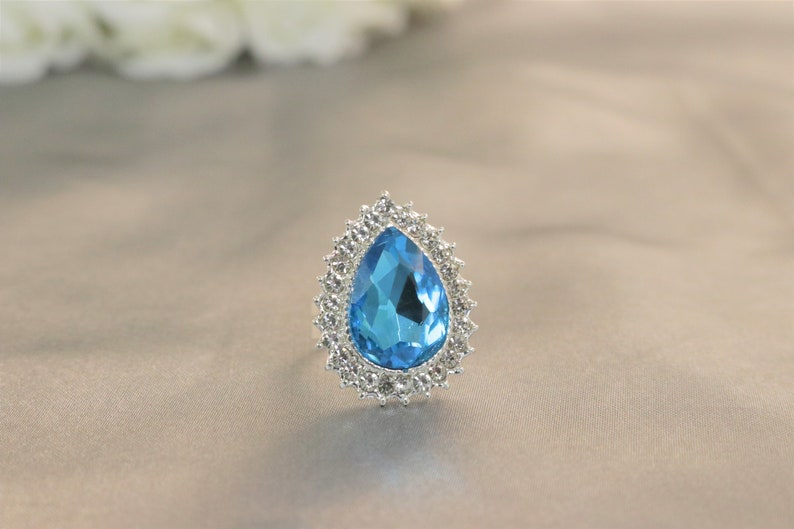Aqua Blue Ring Something Blue Adjustable Ring March Birthstone - Etsy