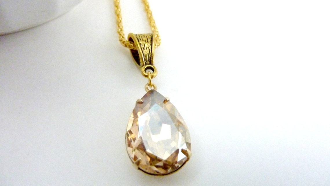 Champagne Necklace Champagne Rhinestone Necklace Pendant - Etsy