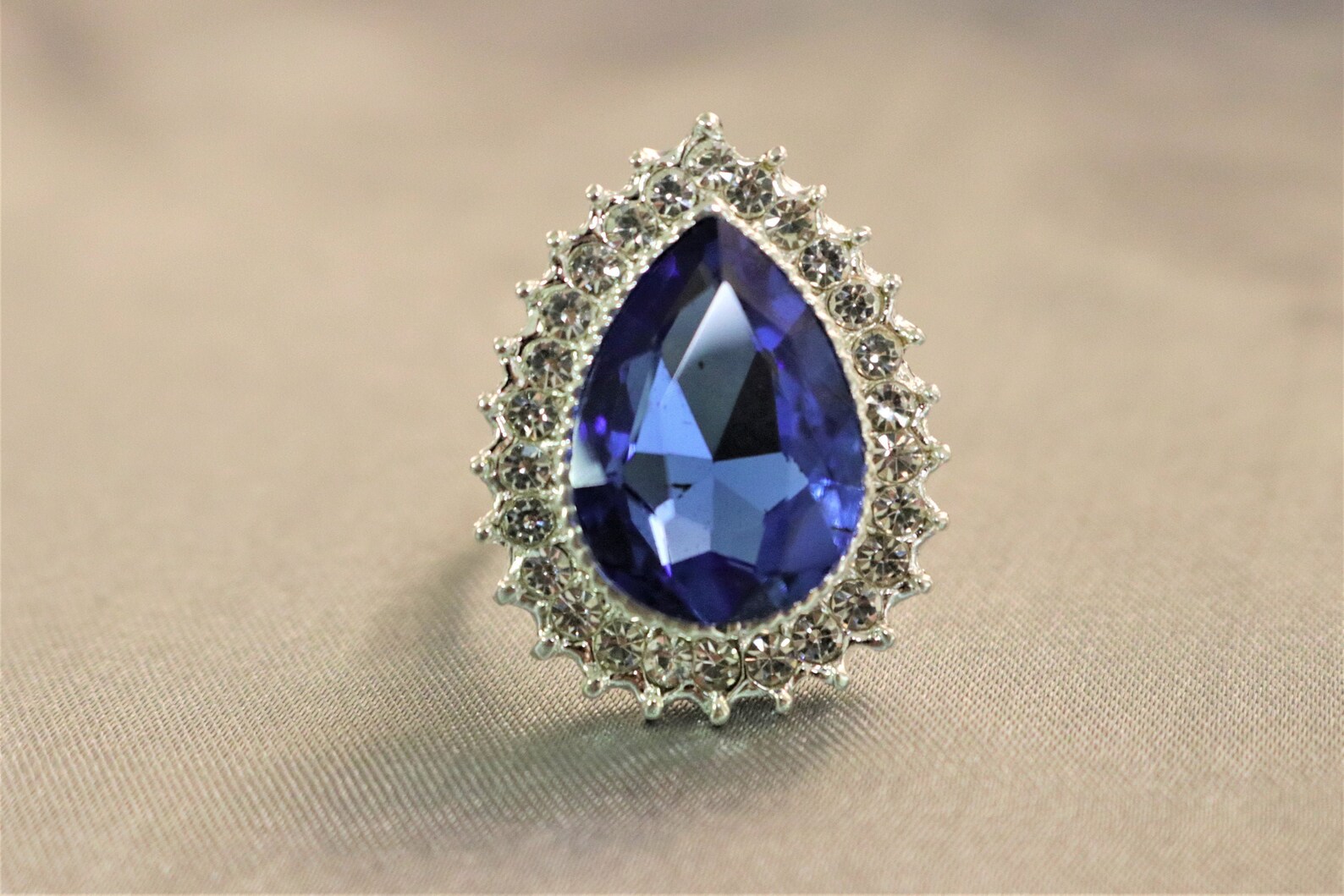 Navy Blue Ring Blue Adjustable Ring Navy Blue Ring CZ Dark - Etsy