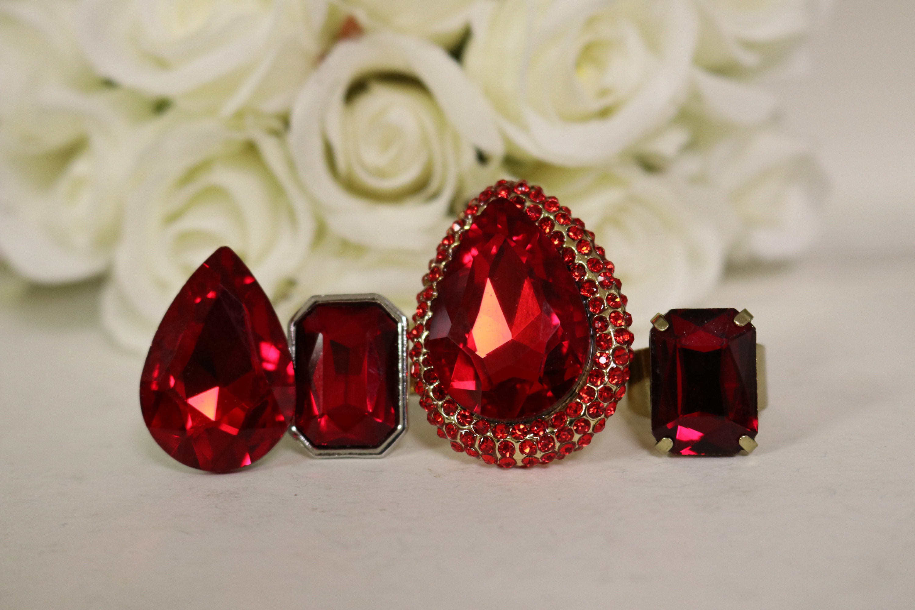 Ruby Earrings Siam Red Rhinestone Earrings Siam Red Teardrop | Etsy