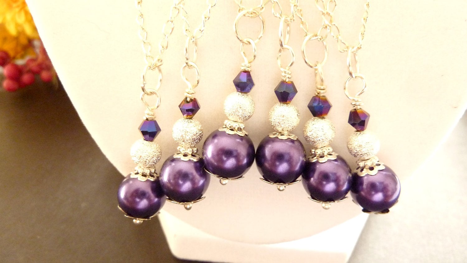 Purple Necklaces deep purple Necklaces Bridesmaids Jewelry | Etsy