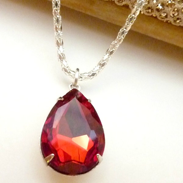 Ruby Red Necklace - Etsy