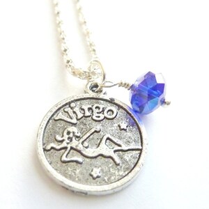 VIRGO Necklace September Birthstone Zodiac Jewelry Sapphire Blue ...