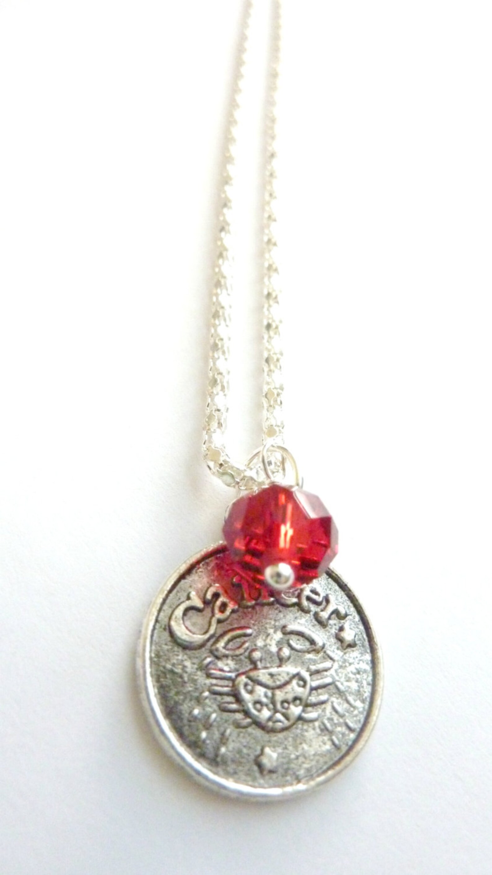 CANCER Necklace July Ruby Red Birthstone Zodiac Jewelry Ruby - Etsy