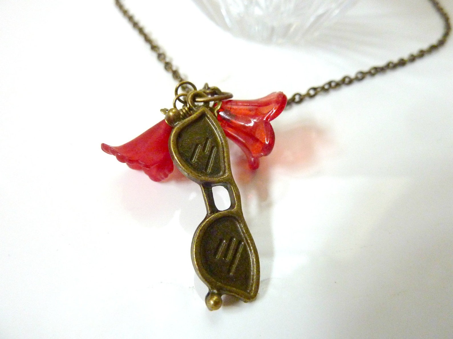 Sunglasses Necklace Spectacles Charm Pendant Vintage Chain Red | Etsy