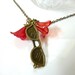 Sunglasses Necklace Spectacles Charm Pendant Vintage Chain Red Flower ...