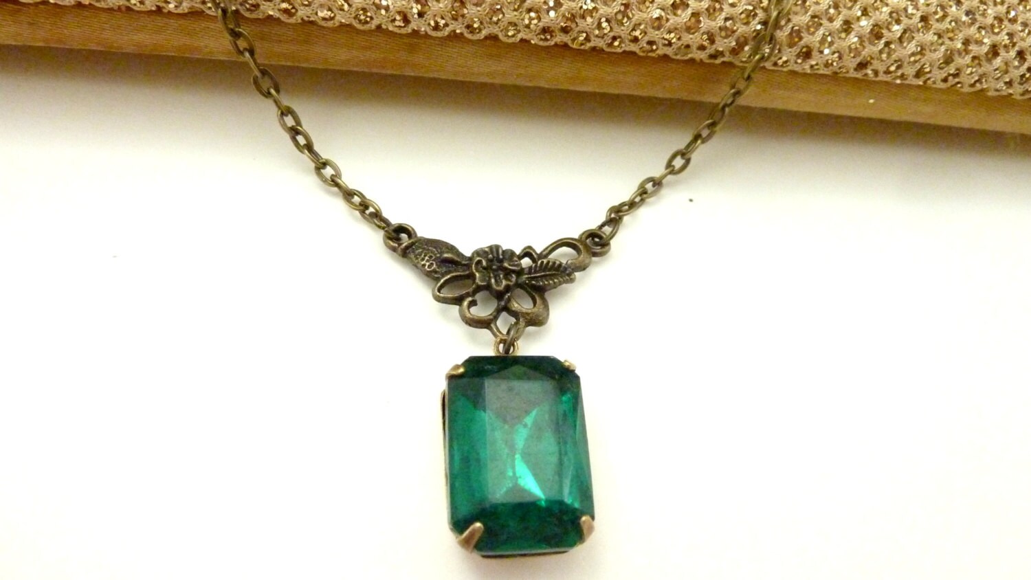 Emerald Green Necklace May Birthstone Vintage Rhinestone - Etsy