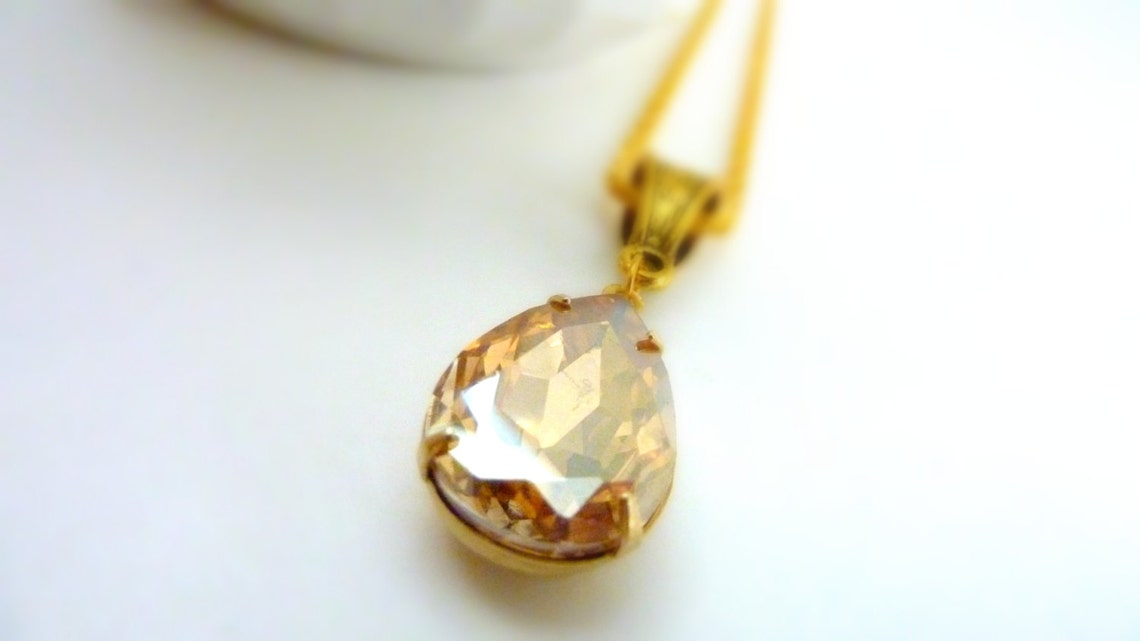 Champagne Necklace Champagne Rhinestone Necklace Pendant - Etsy