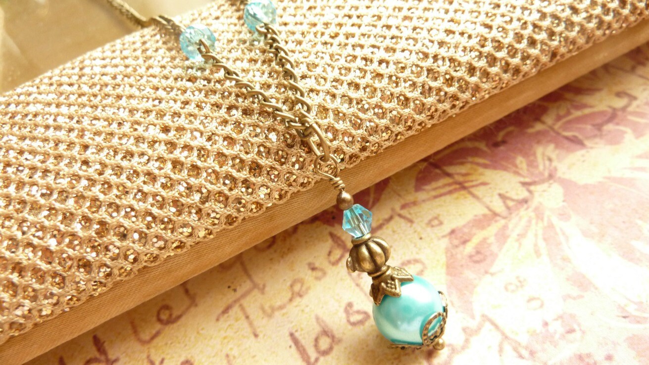 Aqua Blue Necklace Turquoise Blue Pearl Drops Bridesmaids - Etsy
