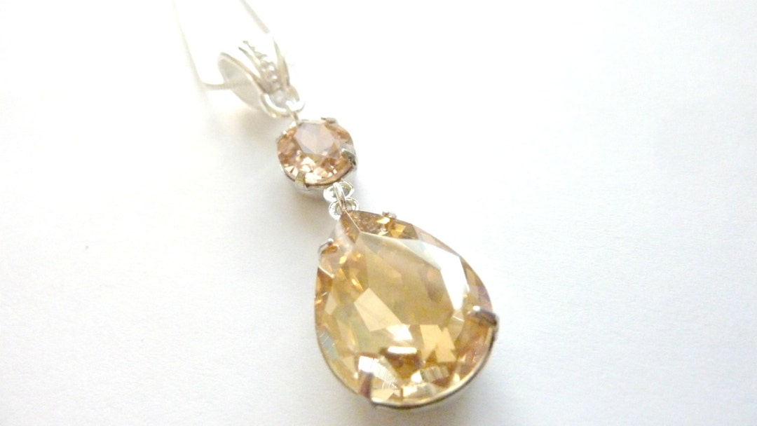 Champagne Necklace Champagne Rhinestone Necklace Pendant - Etsy