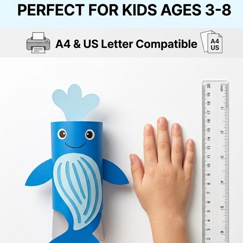 Humpback Whale Paper Roll Craft Template, Ocean Animal DIY Activity ...
