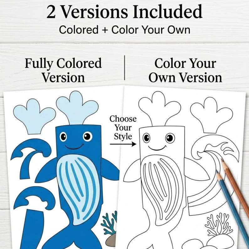 Humpback Whale Paper Roll Craft Template, Ocean Animal DIY Activity ...