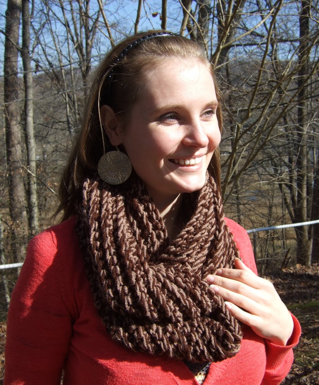 Infinity Scarf for Women Circle Scarf Loop Scarf Brown Scarf - Etsy